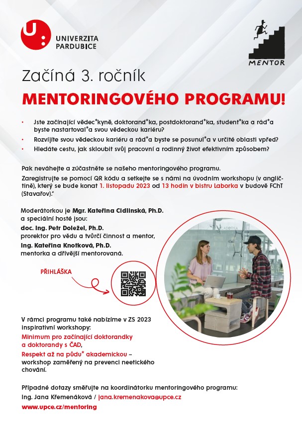 Mentoringový program - 3. ročník začíná 1. listopadu 2023 | Univerzita Pardubice